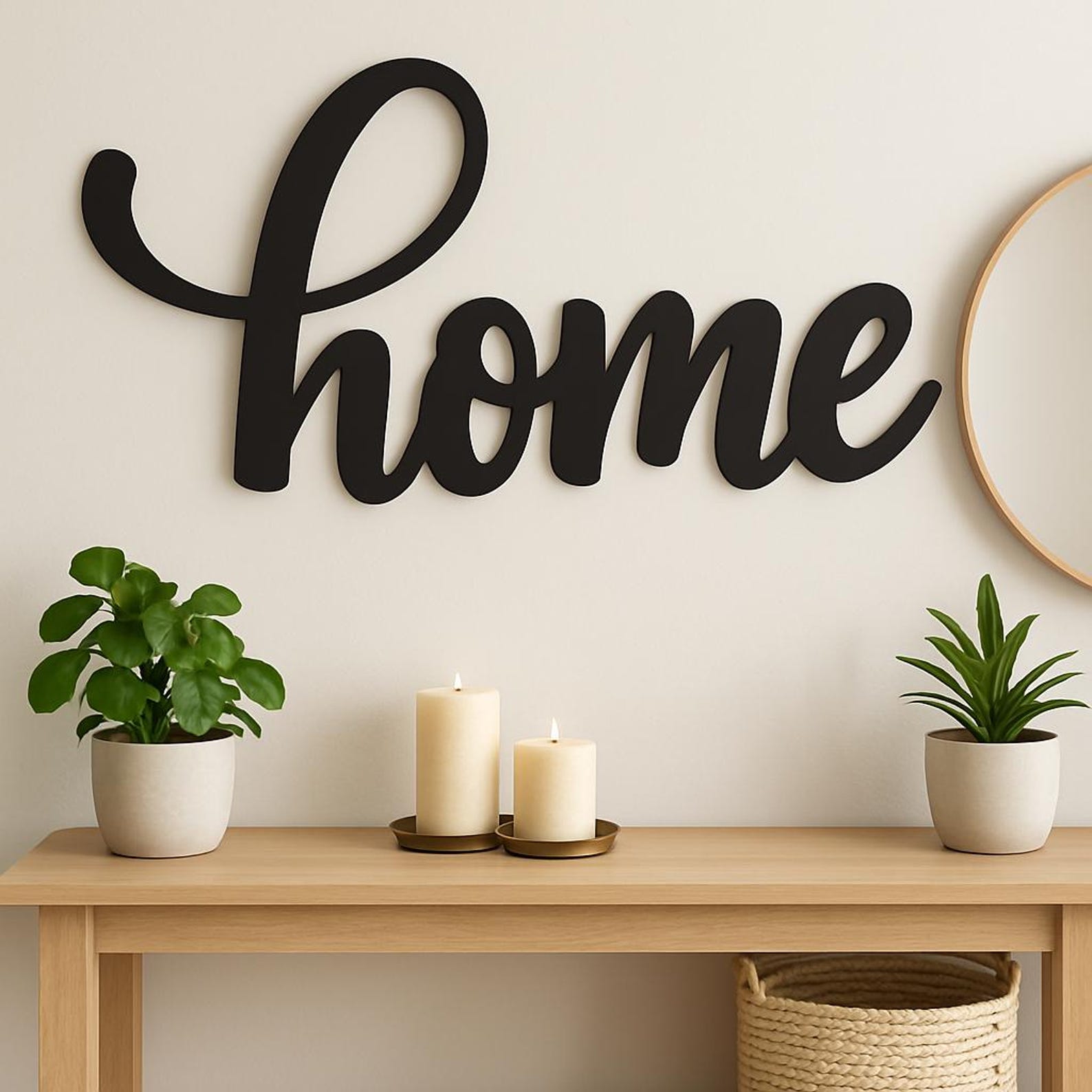 Home Metal Wall Art Sign – Black Script Word Wall Decor, Rustic ...