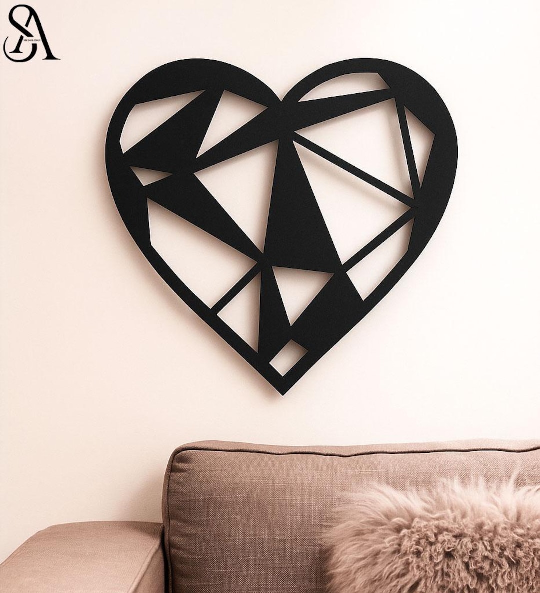 Geometric Heart Metal Wall Art: Modern Minimalist Decor - Etsy