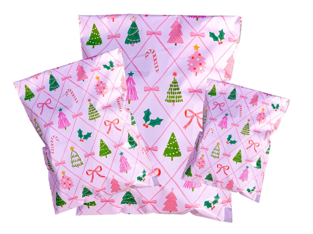 Coquette Christmas Print Poly Mailers 10x13" - Boutique Shipping Bags ...