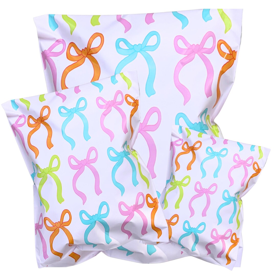 Pretty Bow Poly Mailers 6x9, 10x13, 14.5x19 - Boutique Shipping Bags ...