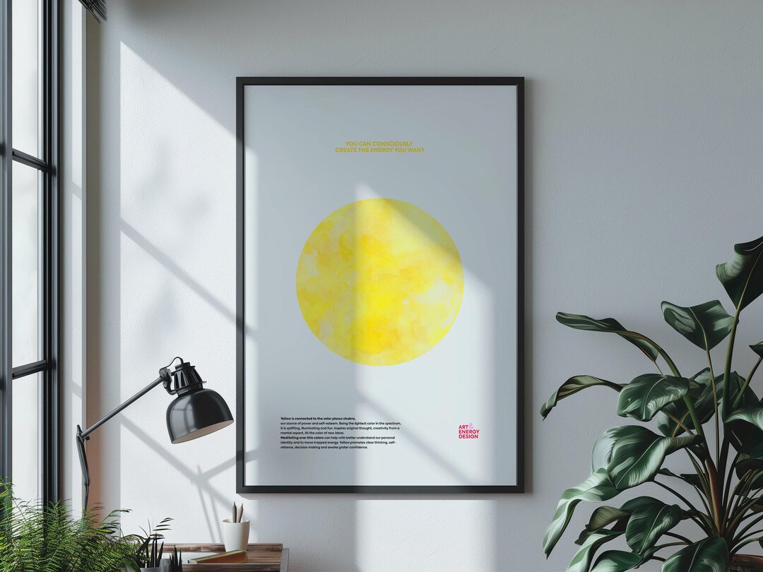 Solar Plexus Chakra Art Print: Yellow Energy Meditation Poster (digital ...