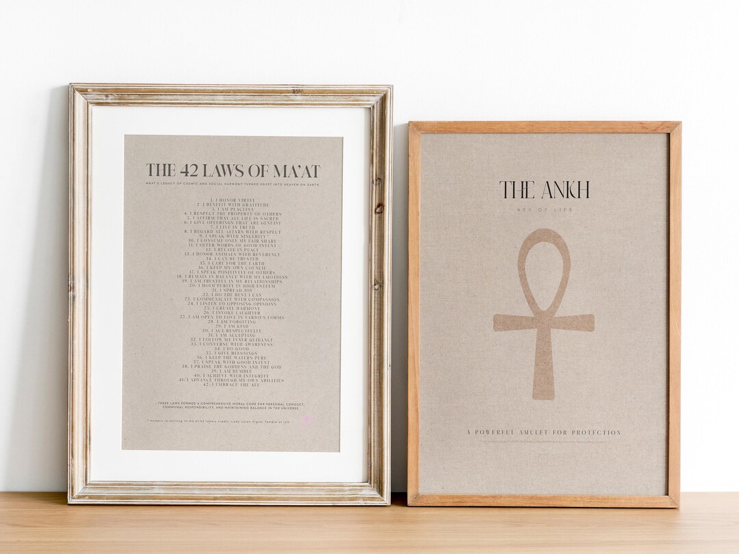 Ancient Egyptian Posters SET of 2 / 42 Laws of Maat & Ankh Symbol ...