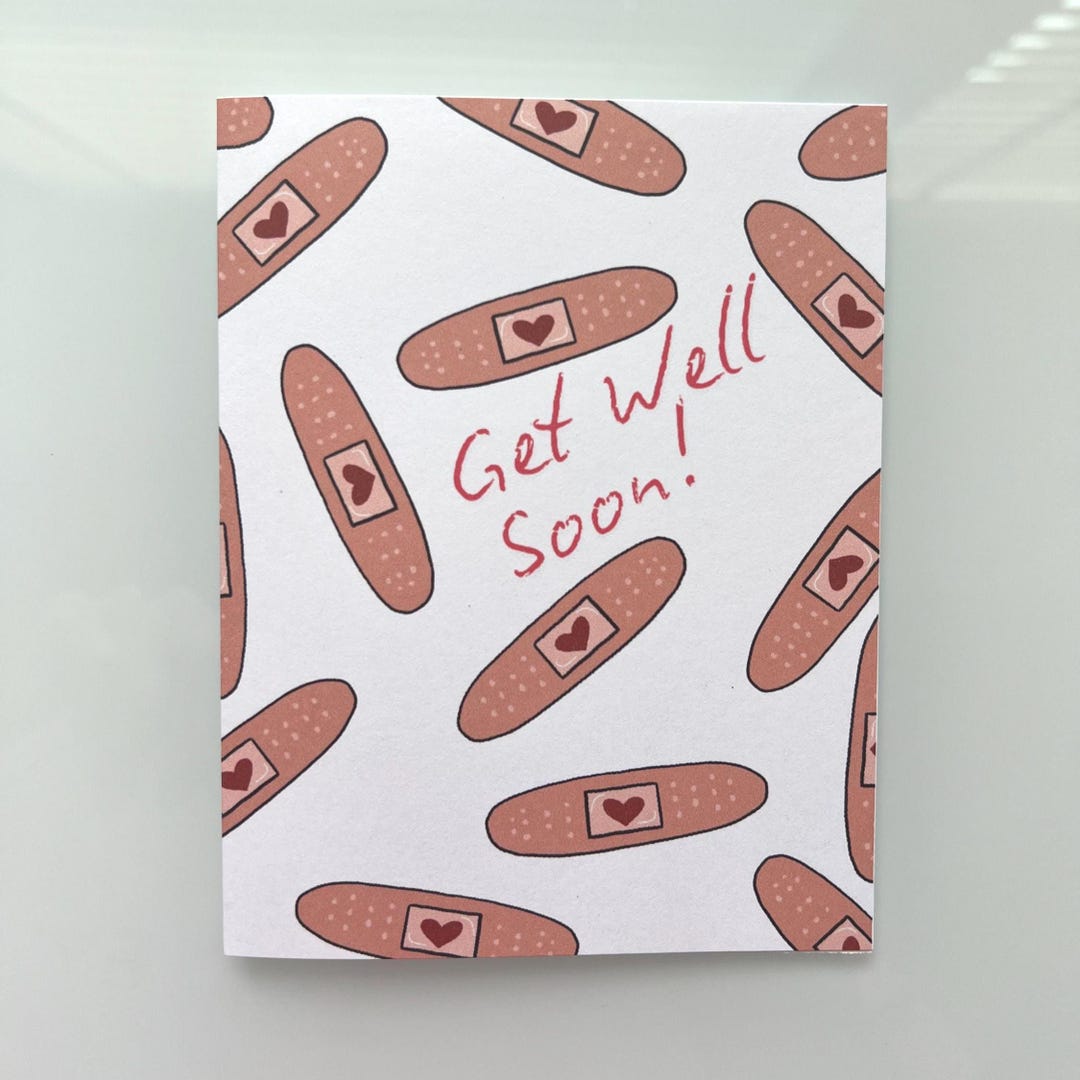 Get Well Soon Bandage Card | Cute Bandage Card Design With Heart | Feel ...
