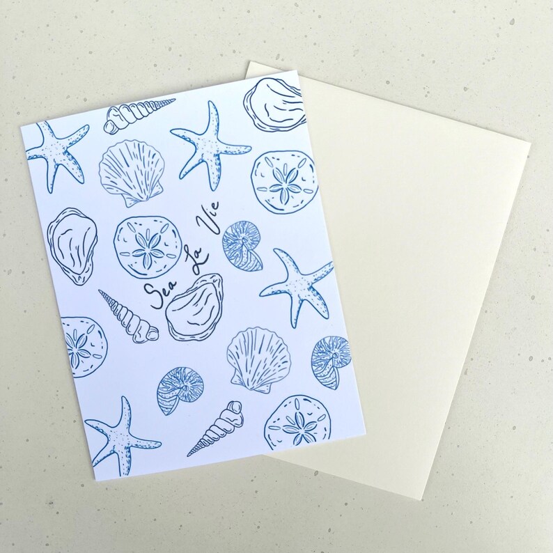 Sea La Vie Card: Hand-illustrated Starfish & Seashells - Etsy