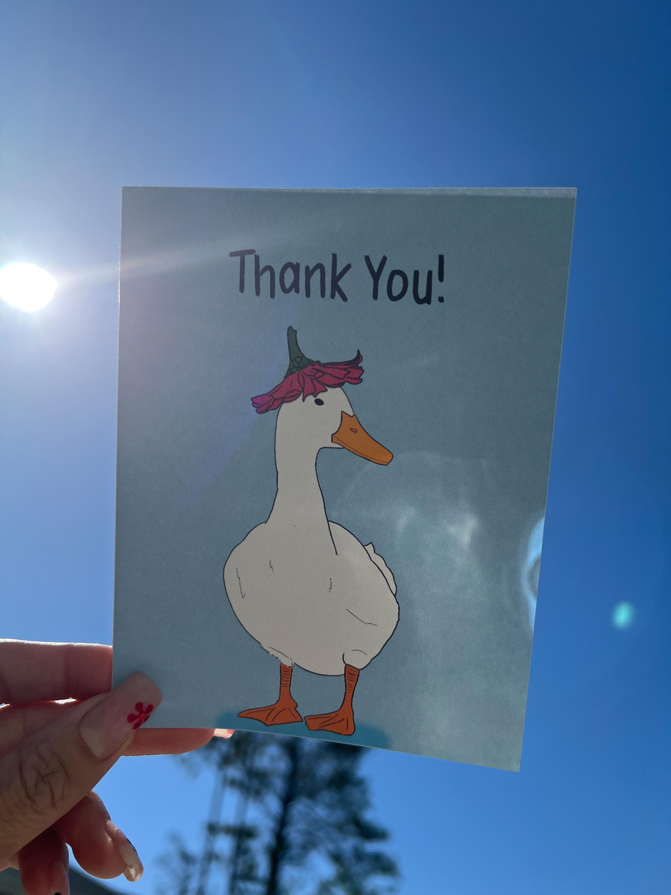 Duck Thank You Card | Adorable Floral Duck Greeting Card | Whimsical ...