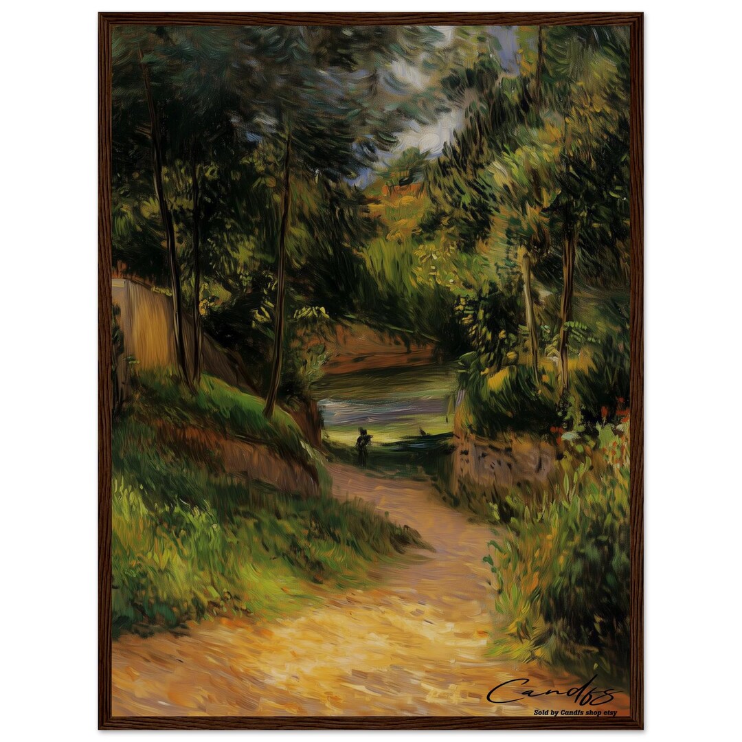 Candfs, Forest Pathway River Art Painting - Matte Paper Wooden Framed ...