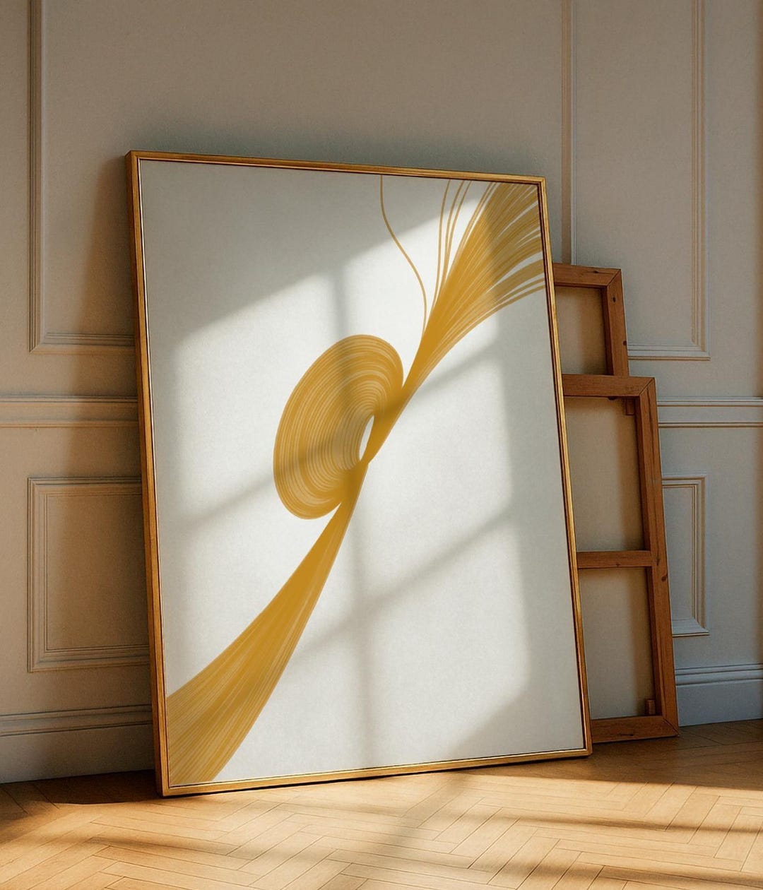 Golden Spriral Flow Minimal Line Wall Art Scandi Modern Zen Digital ...