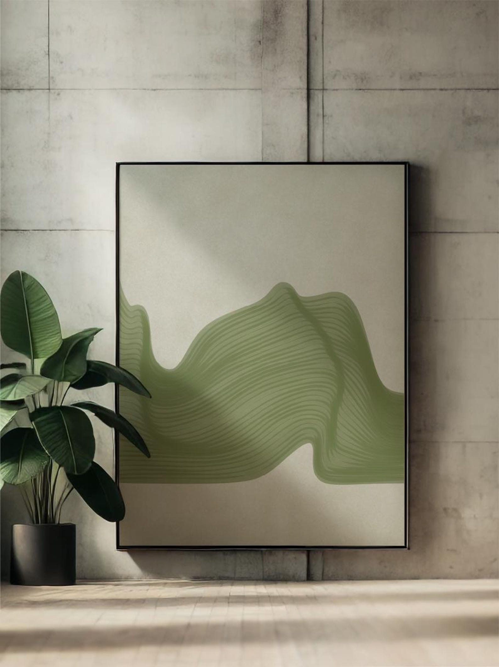 Sage Green Abstract Mountain Print: Scandi Earthy Hygge Decor Wall Line ...