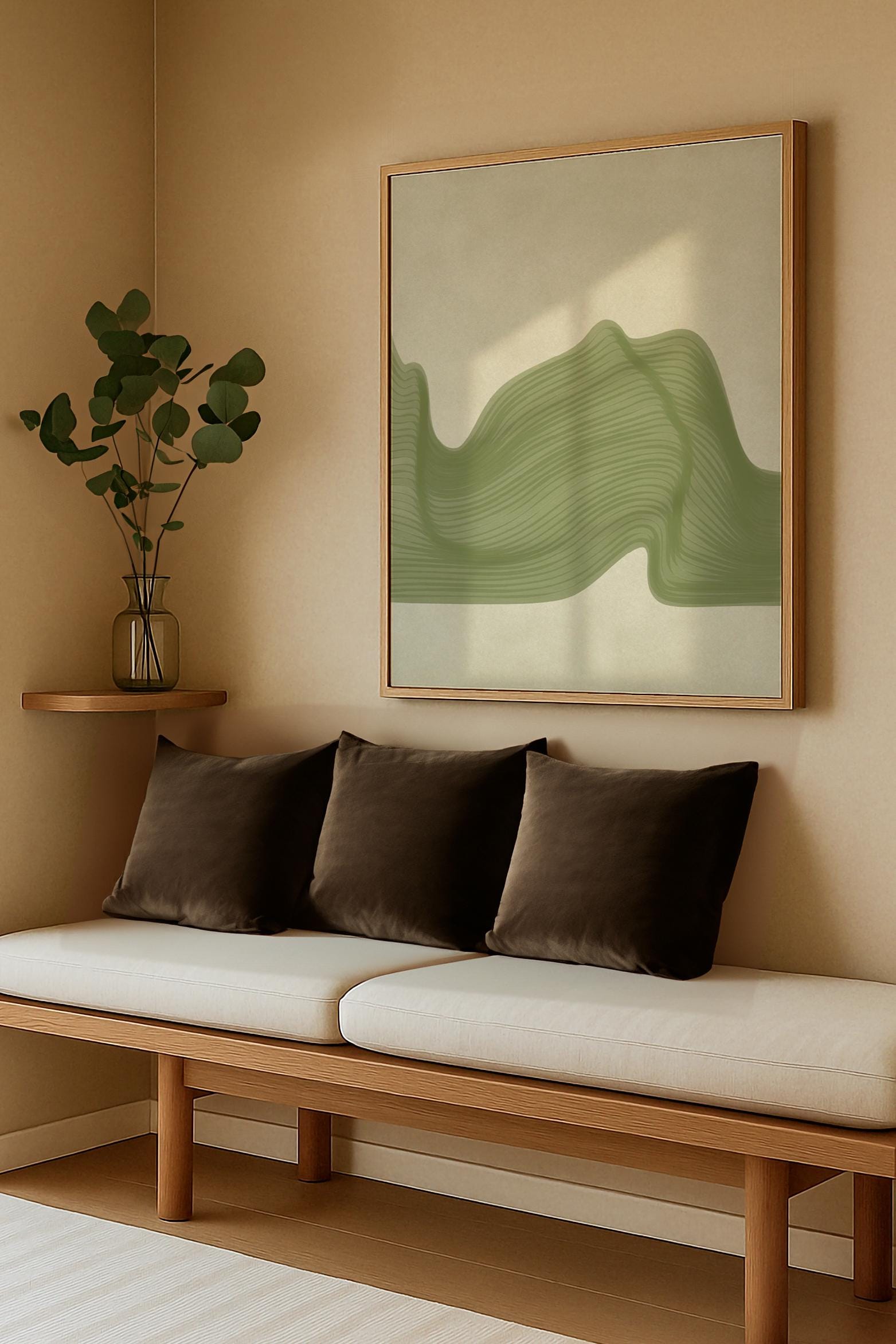 Sage Green Abstract Mountain Print: Scandi Earthy Hygge Decor Wall Line ...