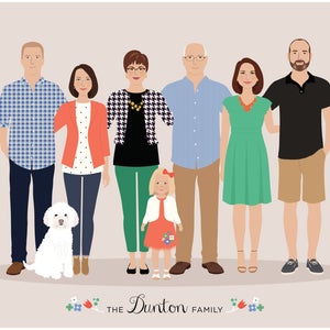 Custom Family Portrait Illustration Additional Person | Etsy