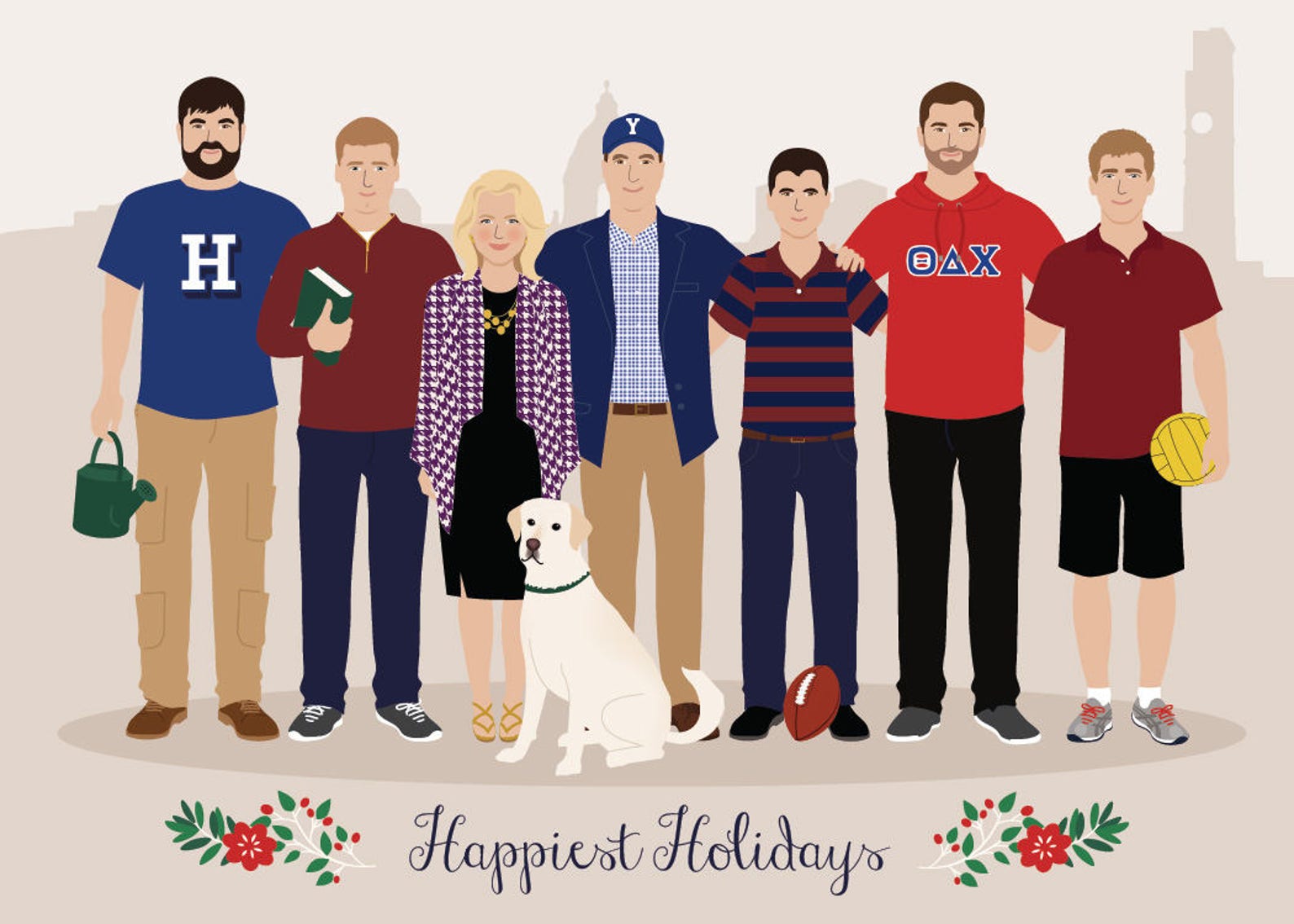 Custom Family Portrait Illustration Additional Person | Etsy