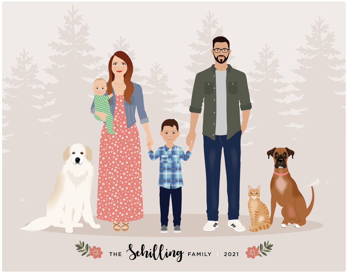 Custom Family Portrait Personalized Portrait - Etsy