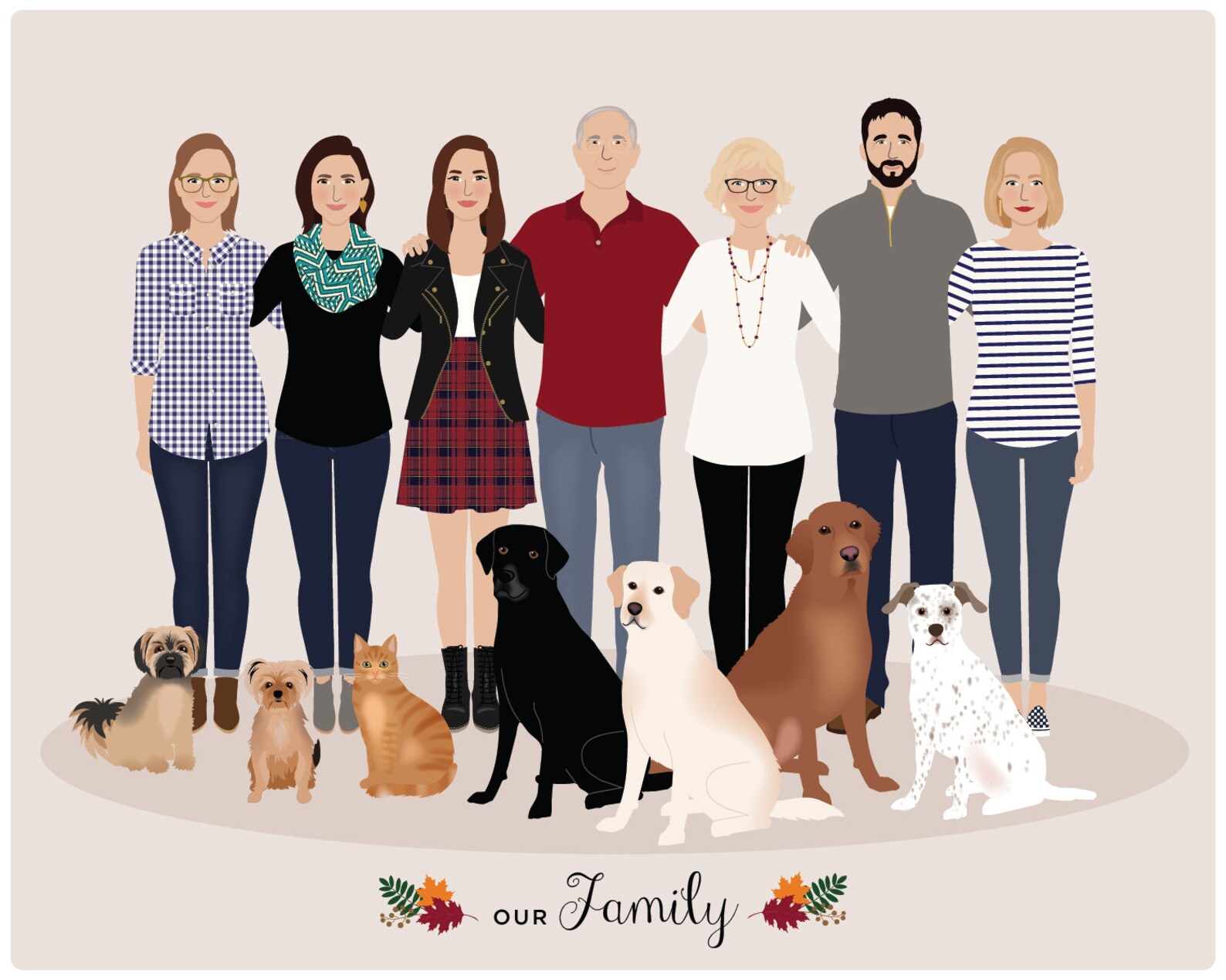 Custom Family Portrait Personalized Family Illustration | Etsy