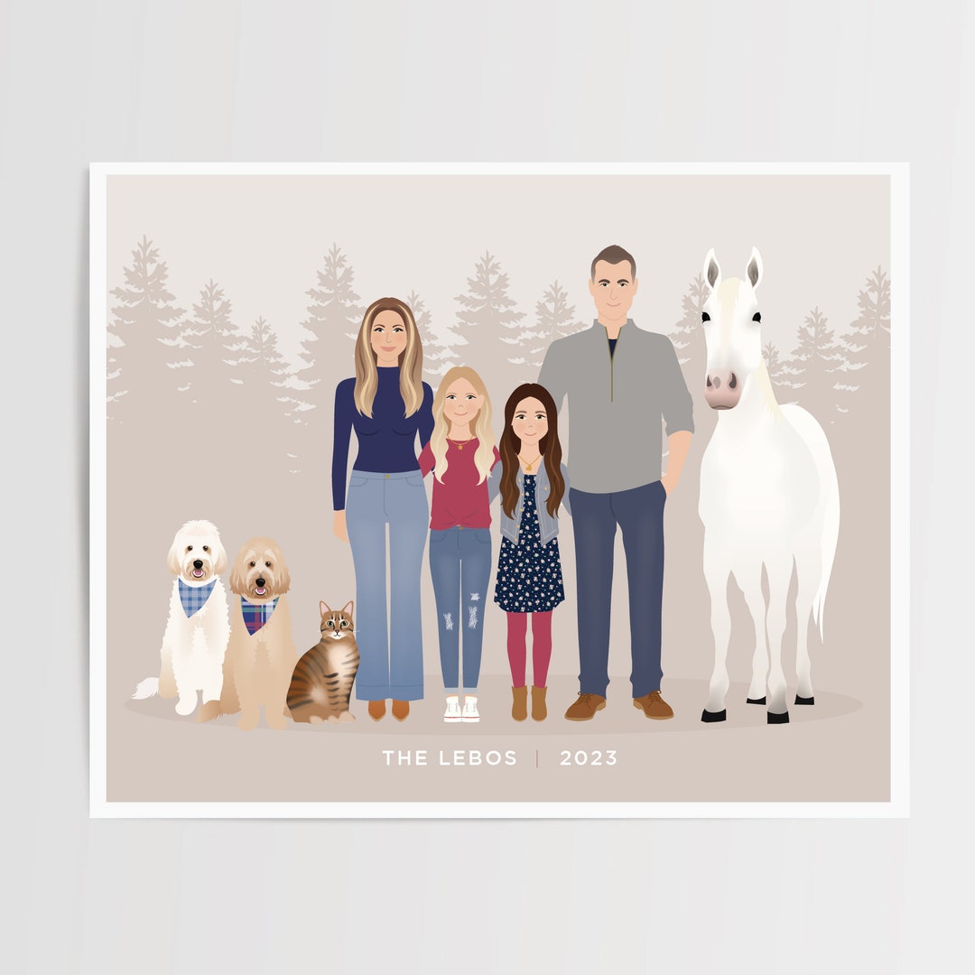 Custom Portrait, family portrait illustration - Etsy Italia