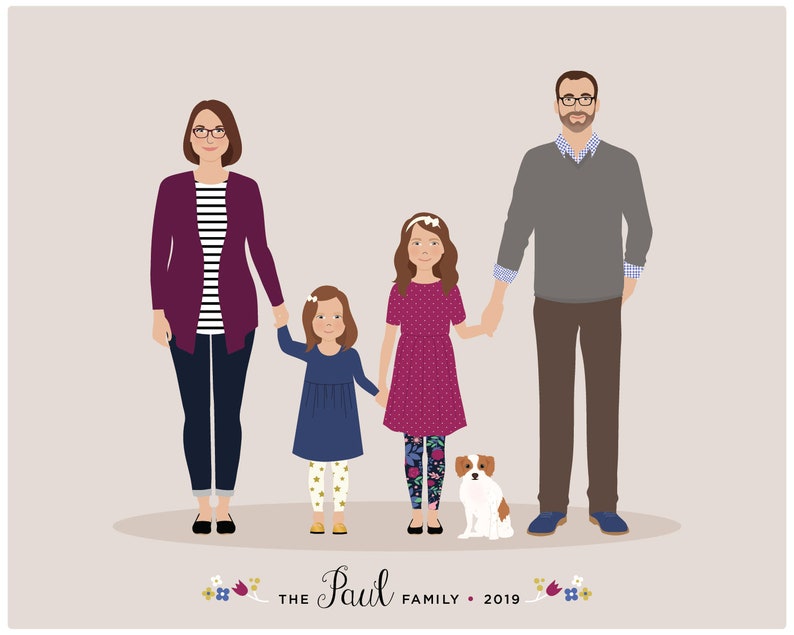 Custom Family Portrait Personalized Family Art - Etsy