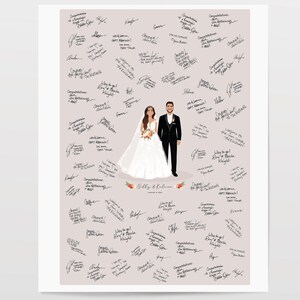 Portrait Guest Book Alternative Canvas • Custom Wedding Cartoon With ...