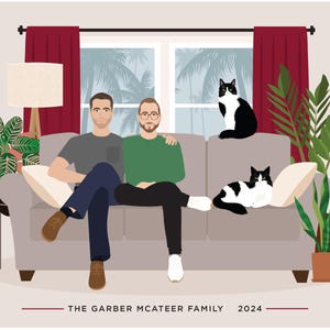 Personalized Family Illustration on Couch, Fine Art Print - Etsy