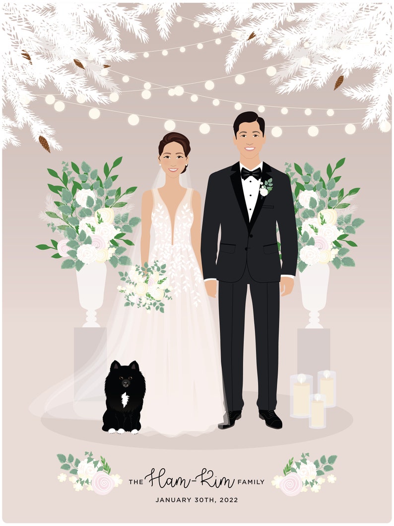 Wedding Portrait Couple Drawing Paper Anniversary Gift - Etsy