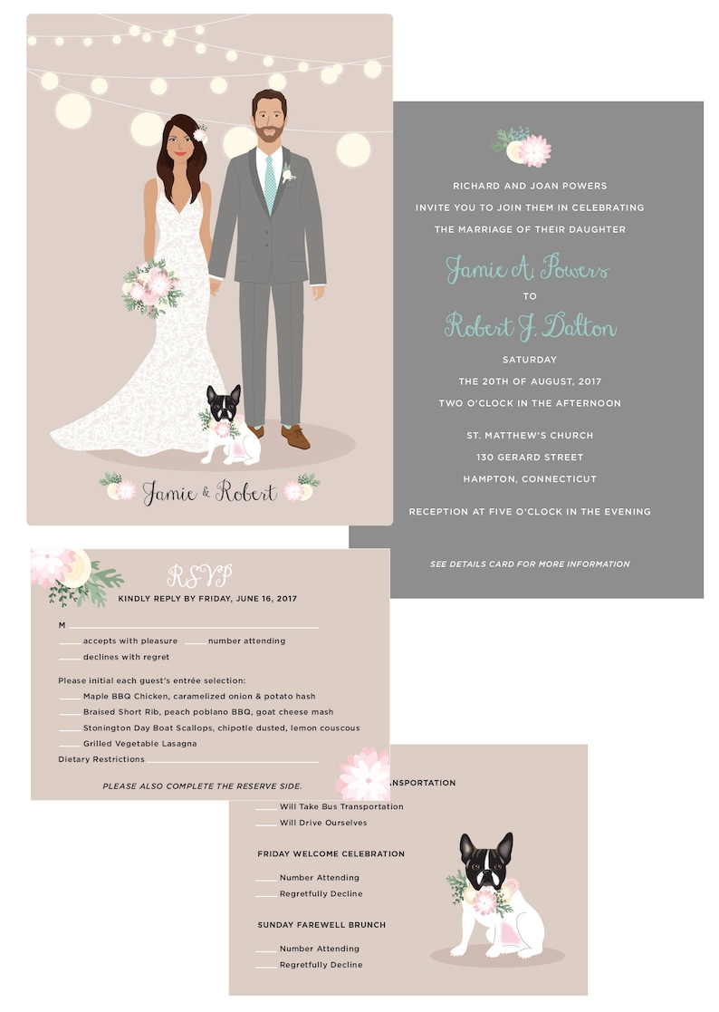 Custom Couple Portrait Wedding Invitation | Etsy