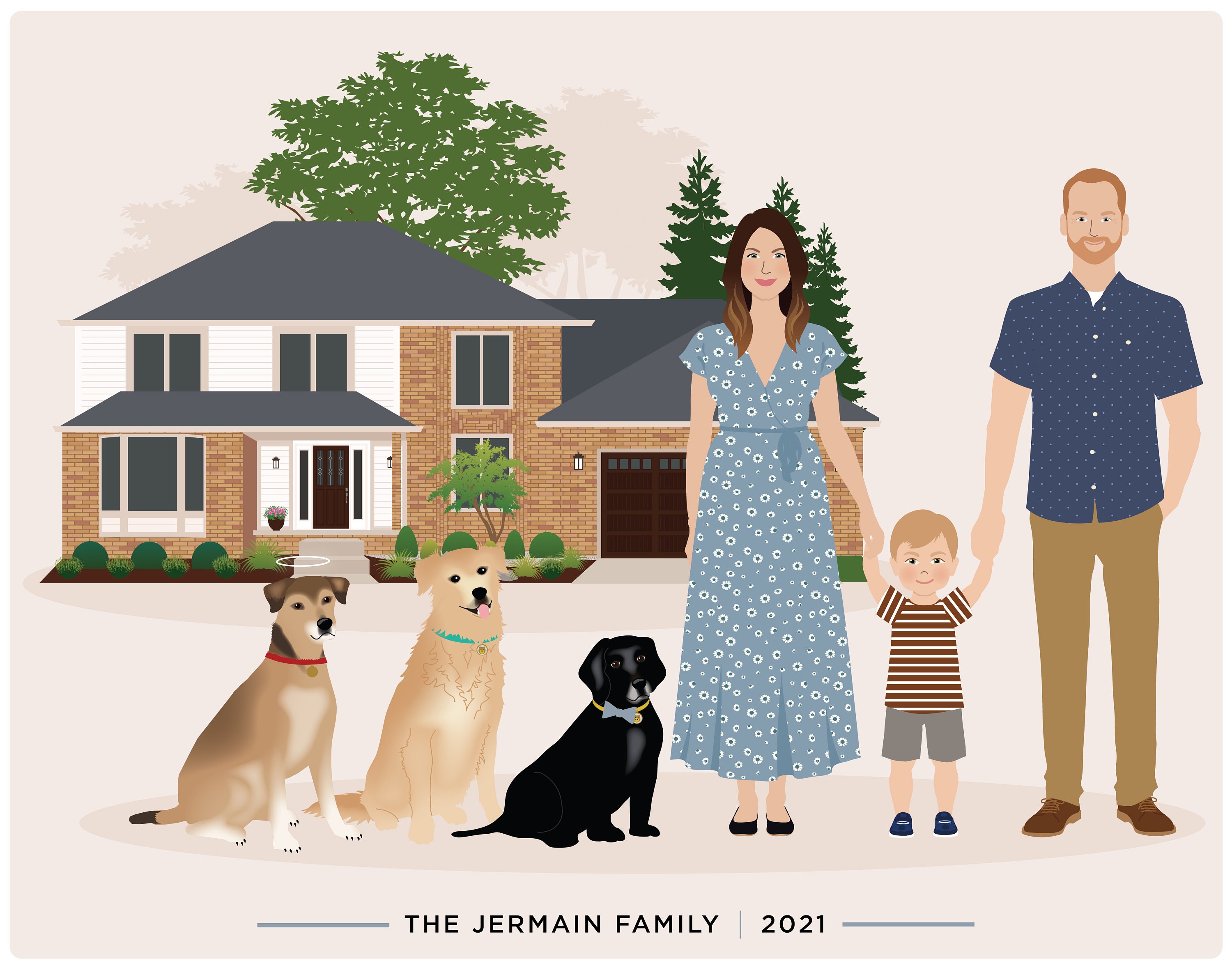 Family Drawing, Add Pet - Etsy
