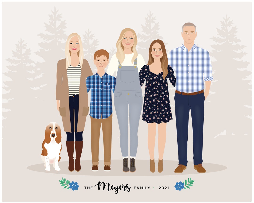 Custom Family Portrait, Personalized Family Picture, Picture From Photo ...