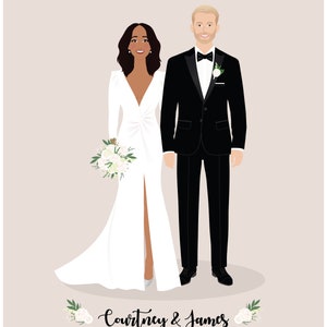 Wedding Portrait, Couple Drawing, Paper Anniversary Gift, Valentine - Etsy