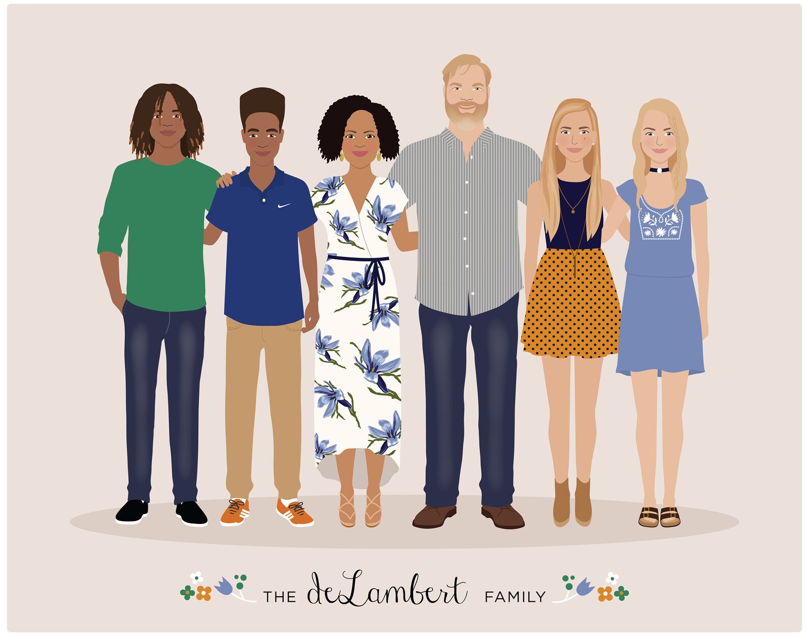 Custom Family Portrait Illustration Additional Person | Etsy