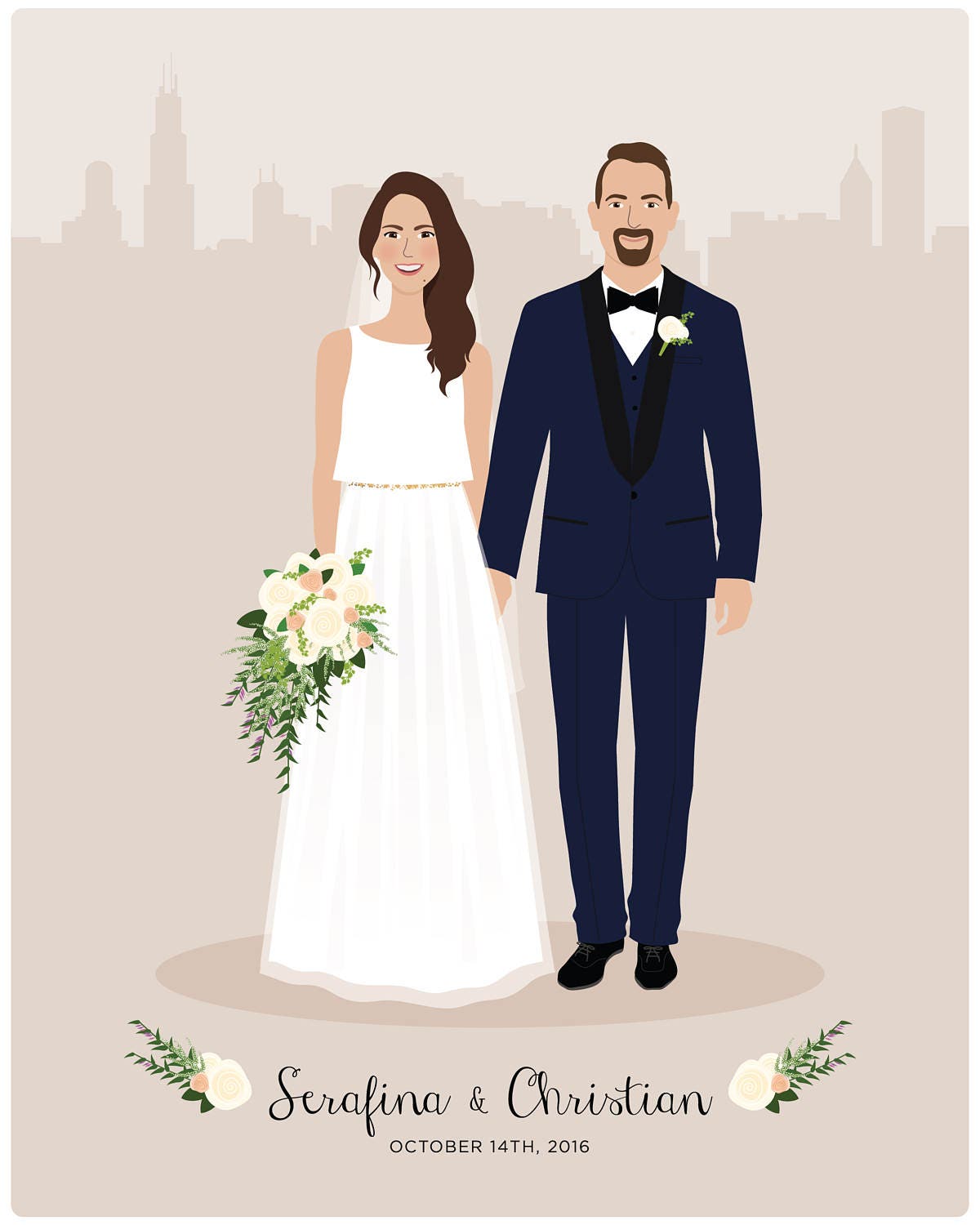 Wedding Portrait Custom Wedding Portrait One Year | Etsy