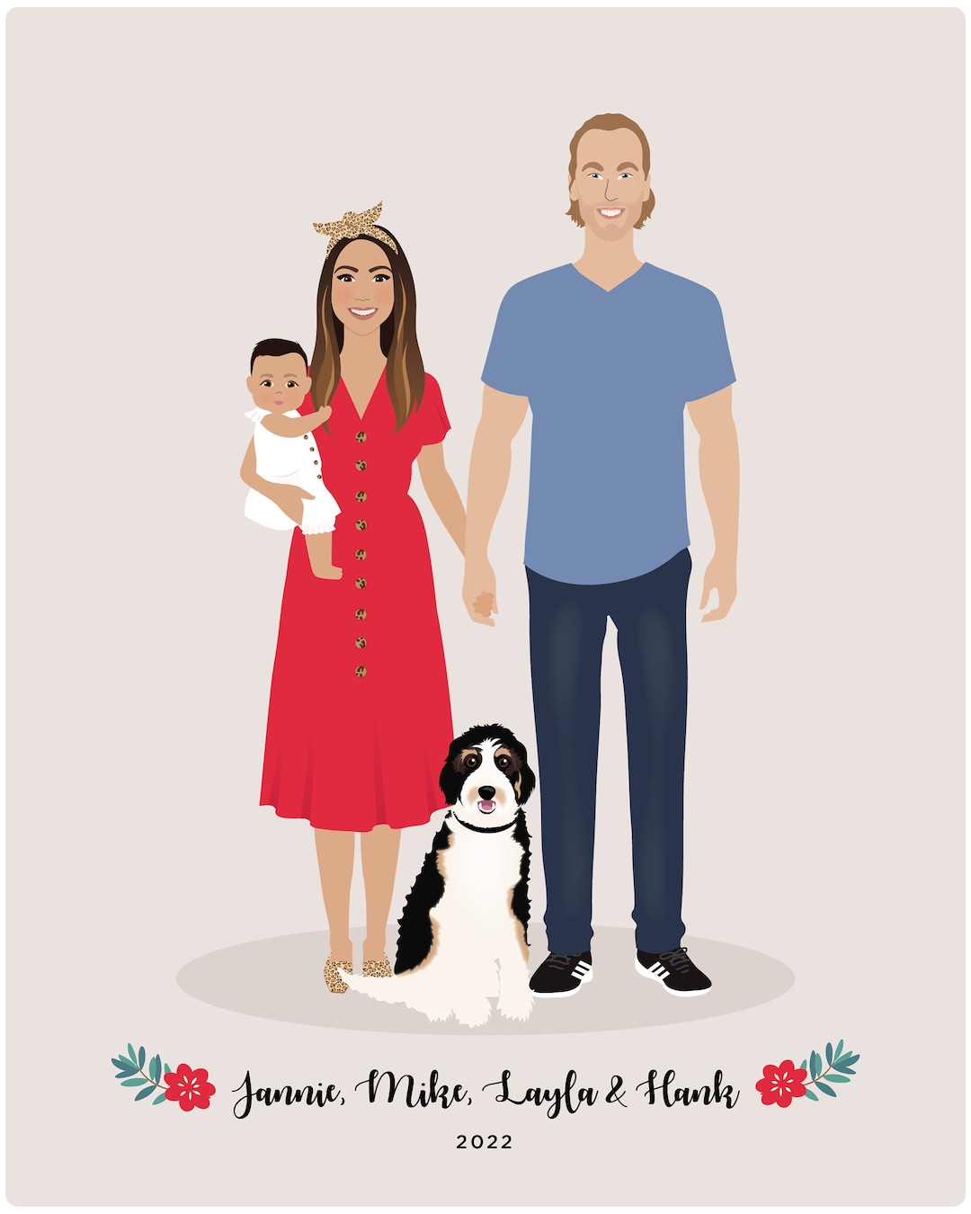 Custom Family Portrait Handmade Drawing of Family - Etsy