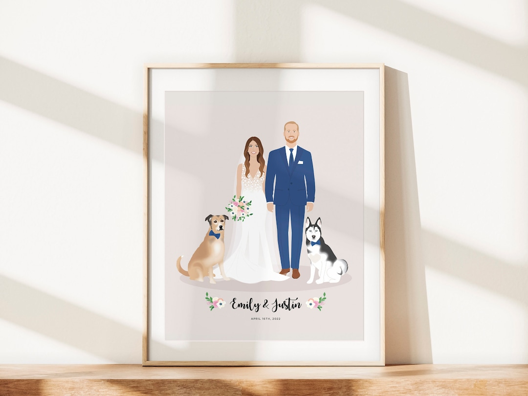 Engagement, Wedding Portrait, Paper Anniversary Gift - Etsy