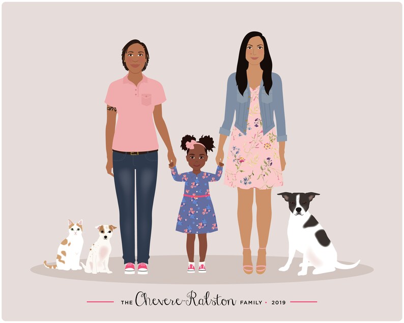 Custom Family Portrait Personalized Family Illustration | Etsy