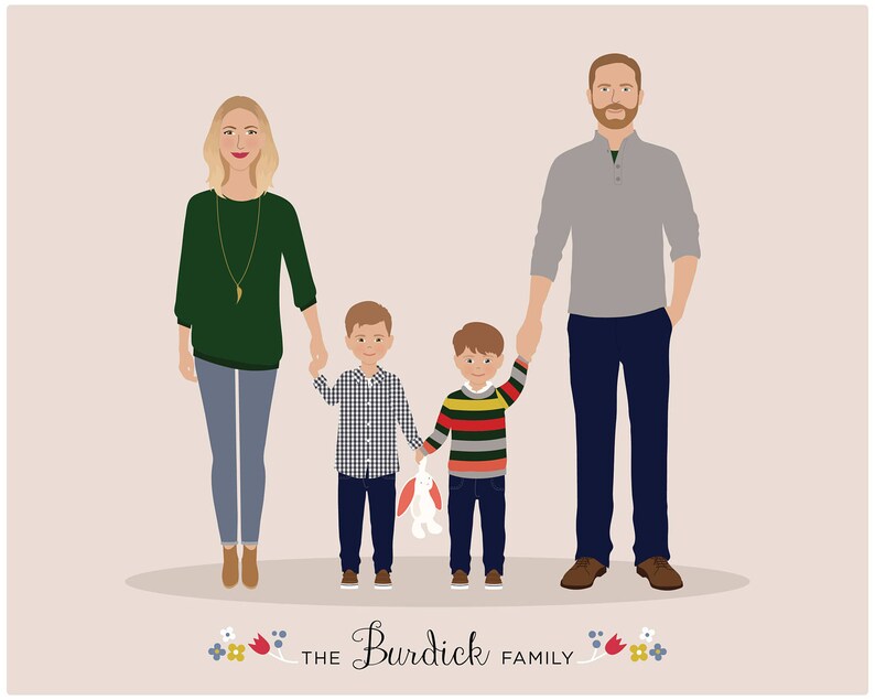 Custom Family Portrait personalized family illustration | Etsy