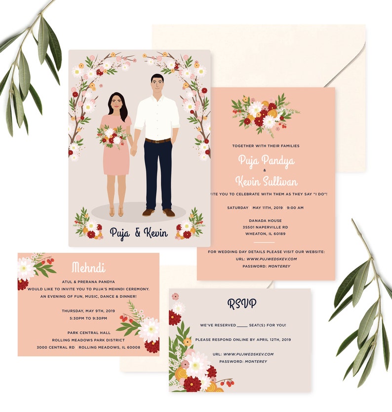 Custom Couple Portrait Wedding Invitation - Etsy