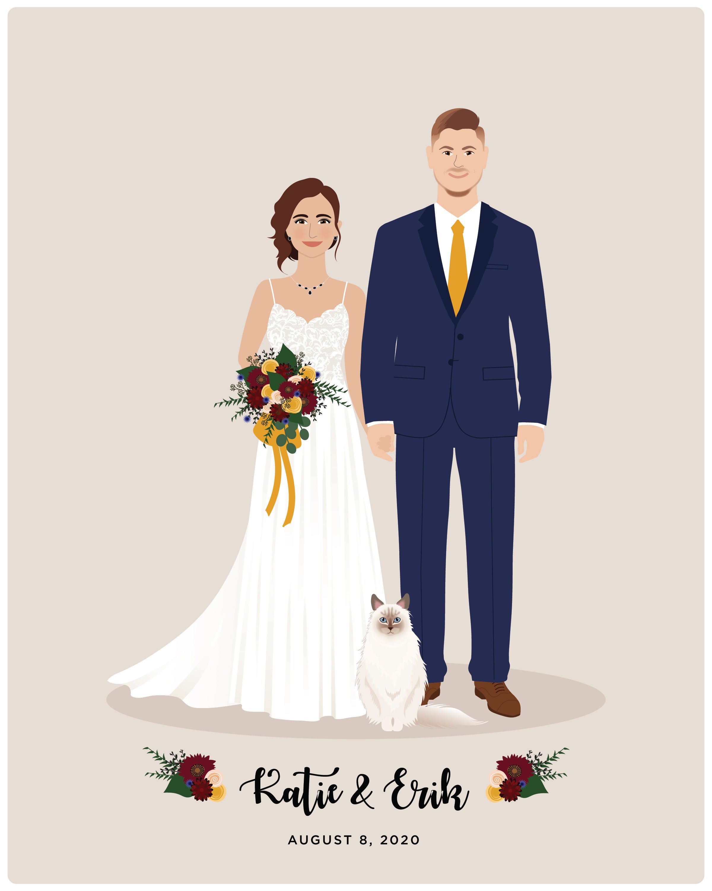 Wedding Portrait Custom Wedding Portrait One Year | Etsy