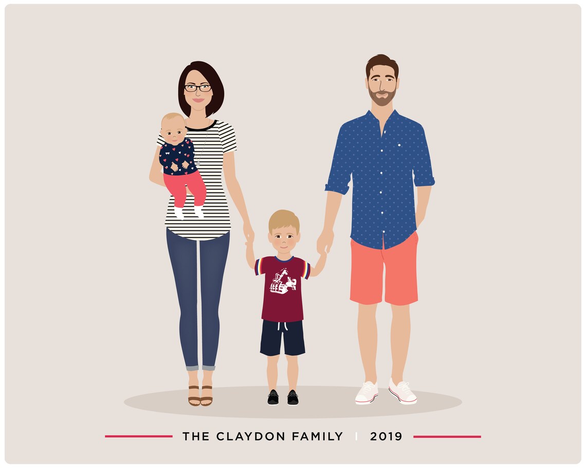 Custom Family Portrait Illustration Additional Person | Etsy