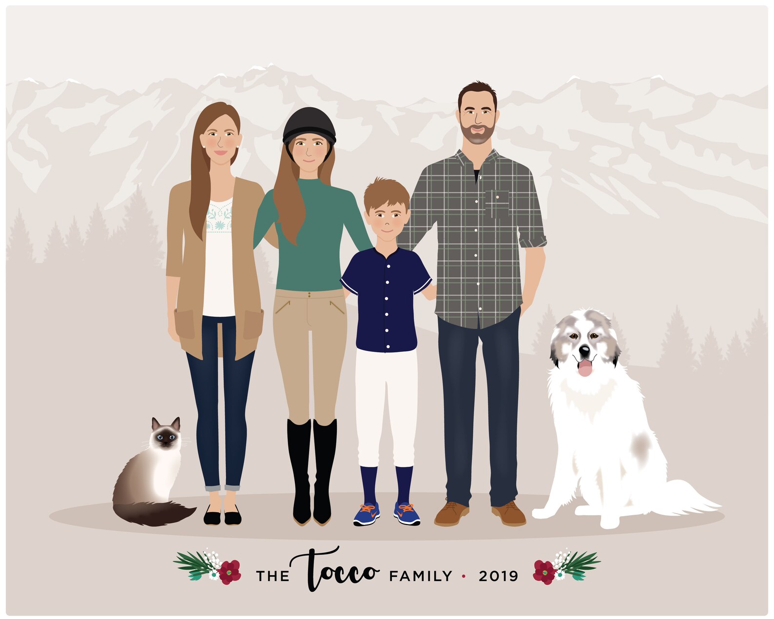 Custom Family Portrait Personalized Family Illustration - Etsy