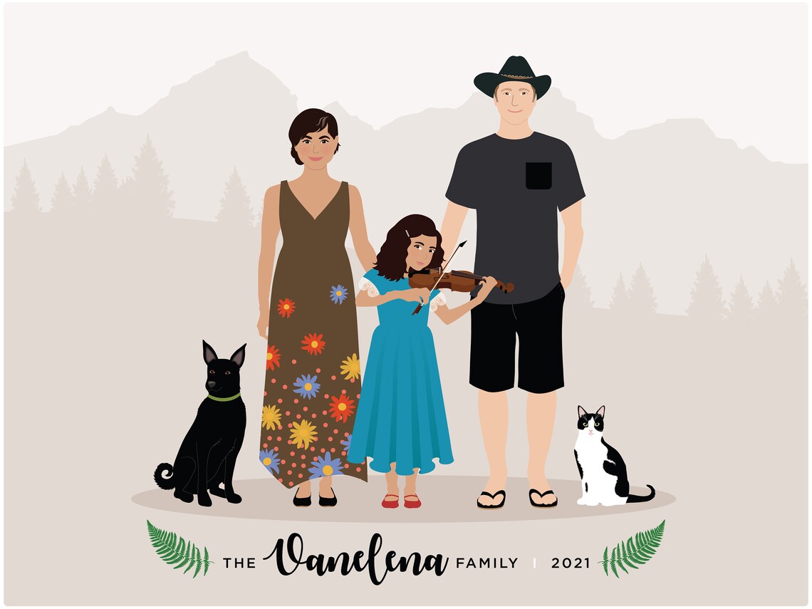 Custom Portrait, Family Drawing, Add on Person - Etsy