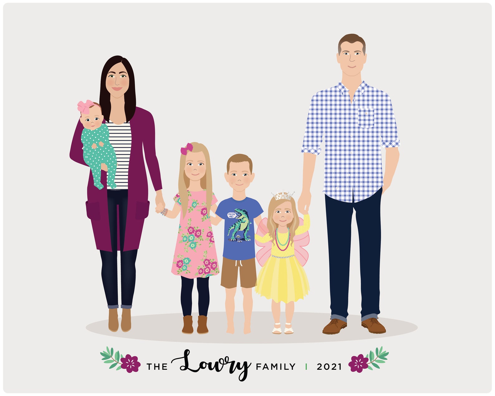 Family Portrait Illustration Custom People Drawing - Etsy