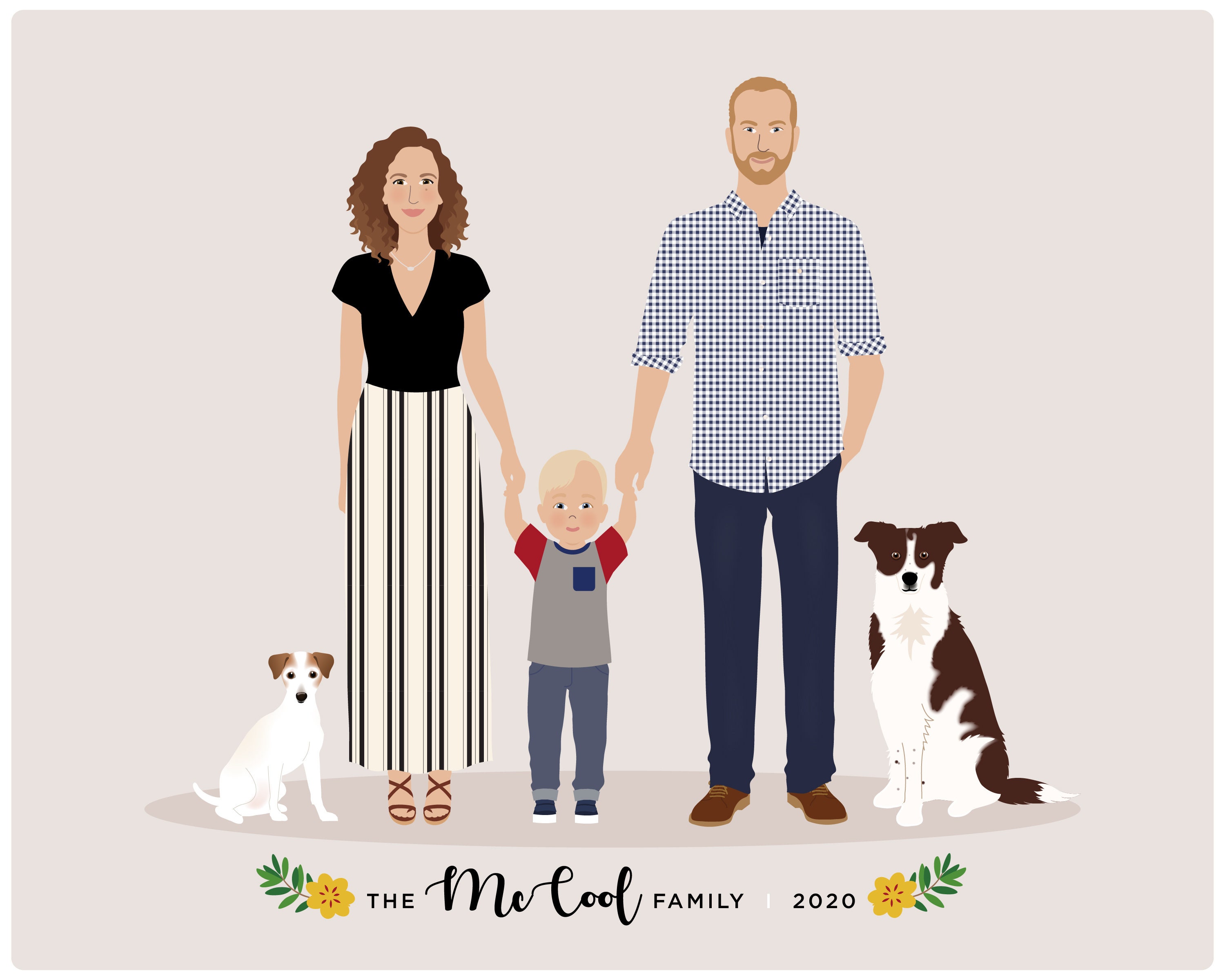 Custom Family Portrait add pet | Etsy