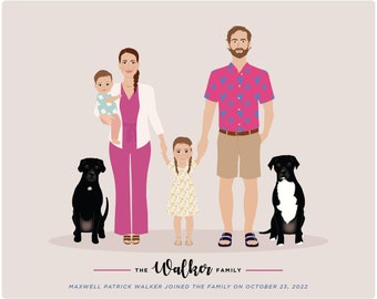 Custom Family Illustration Extended Family Portrait Family Gift Canvas ...