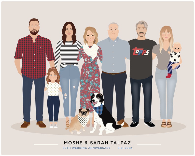 Custom Group Portrait Large Family Portrait Custom Family - Etsy