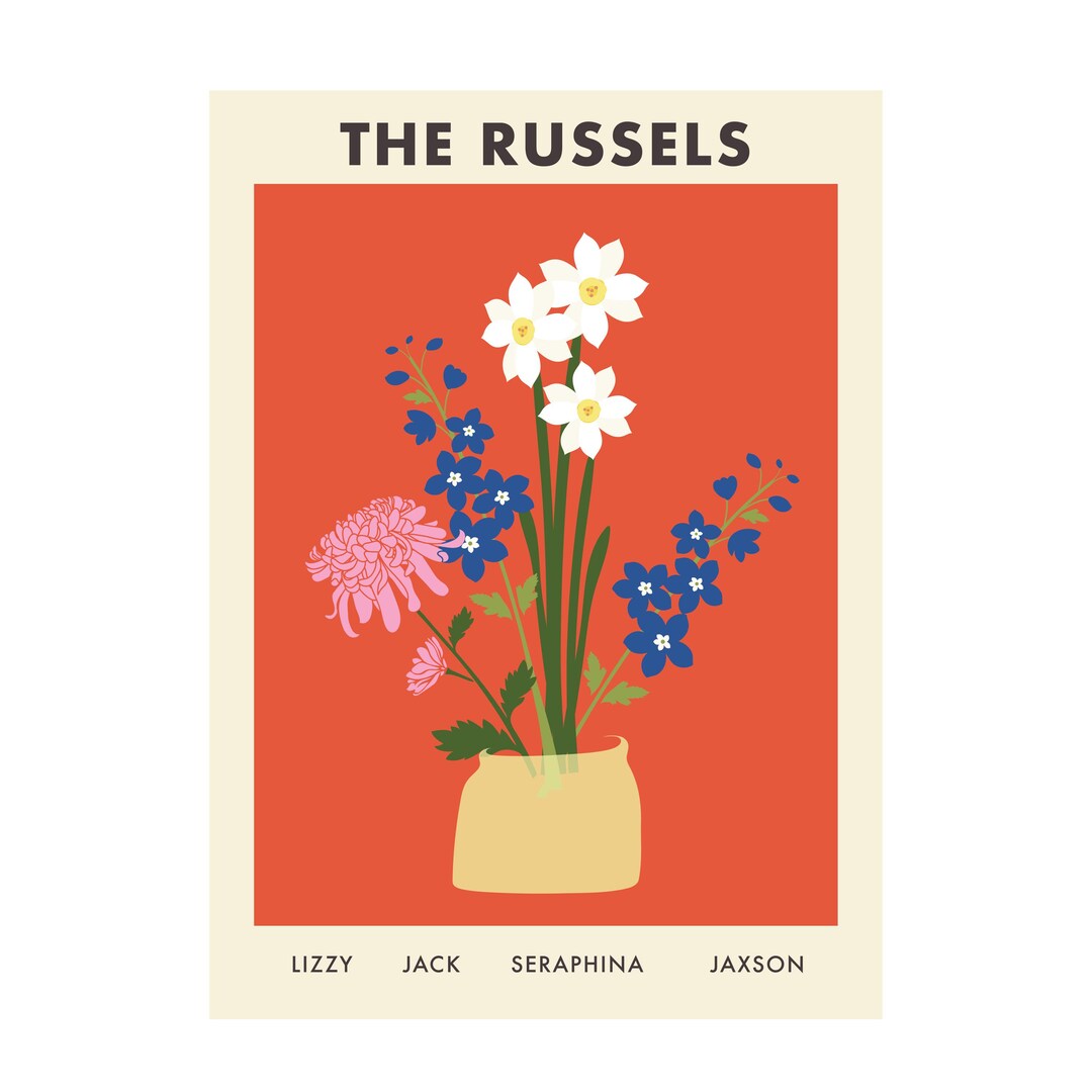 Birth Flower Print, Custom Bouquet Illustration, Mothers Day Gift ...