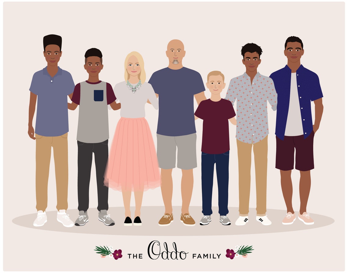 Custom Family Portrait Personalized Family Illustration - Etsy