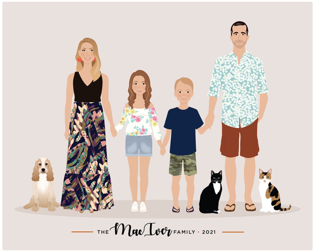 Family Portrait Illustration, Custom People Drawing - Etsy
