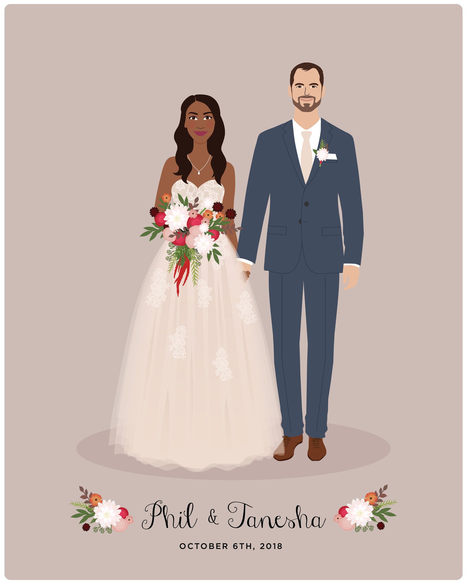 Wedding Portrait Couple Drawing Paper Anniversary Gift - Etsy