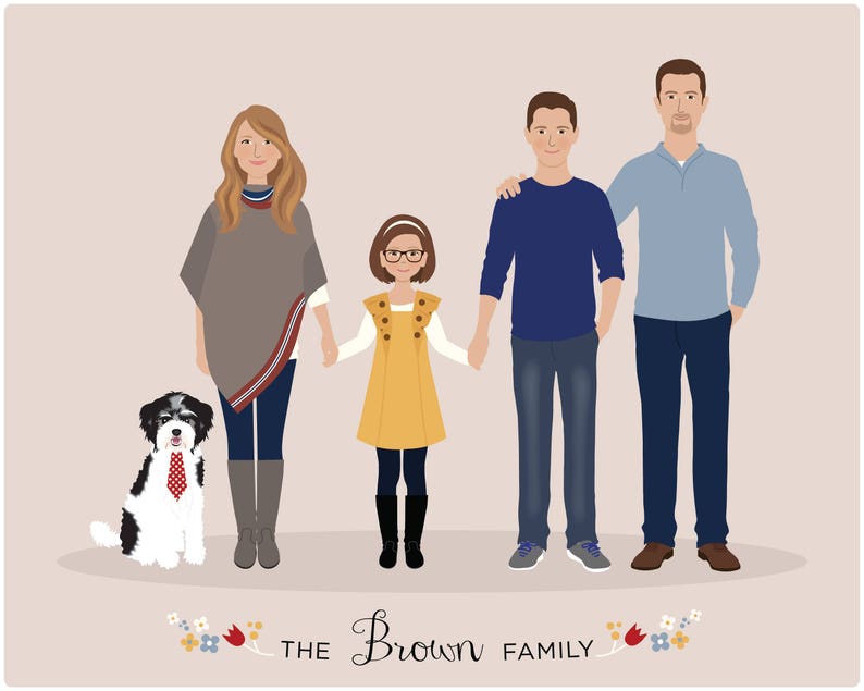 Custom Family Portrait Illustration Additional Person | Etsy