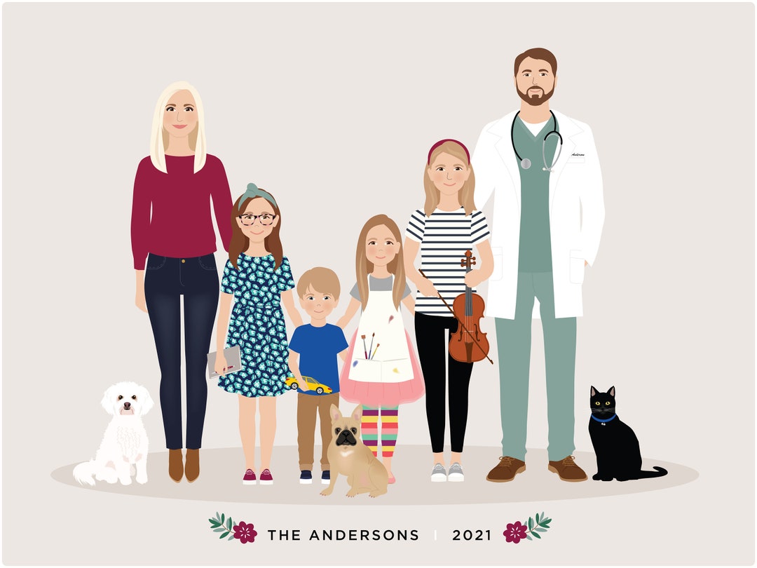 Custom Family Portrait, Personalized Portrait - Etsy