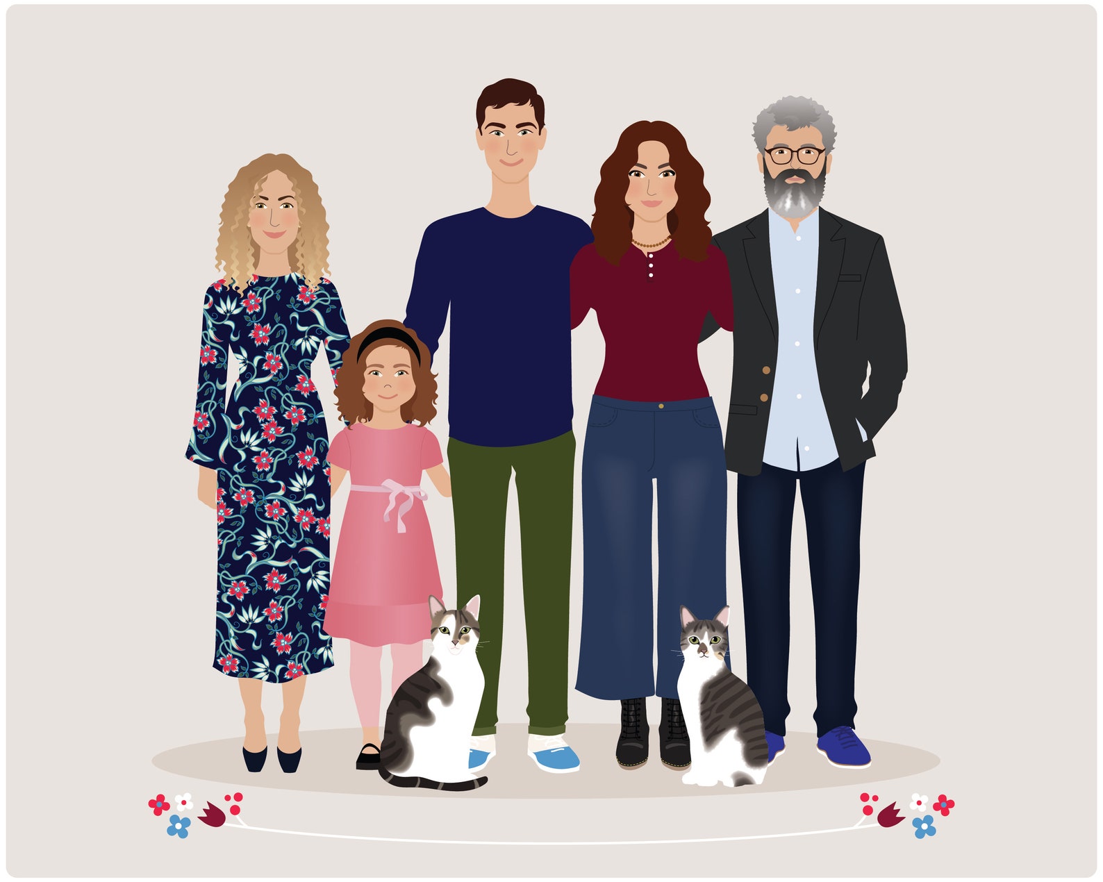 Custom Family Portrait Personalized Family Illustration - Etsy
