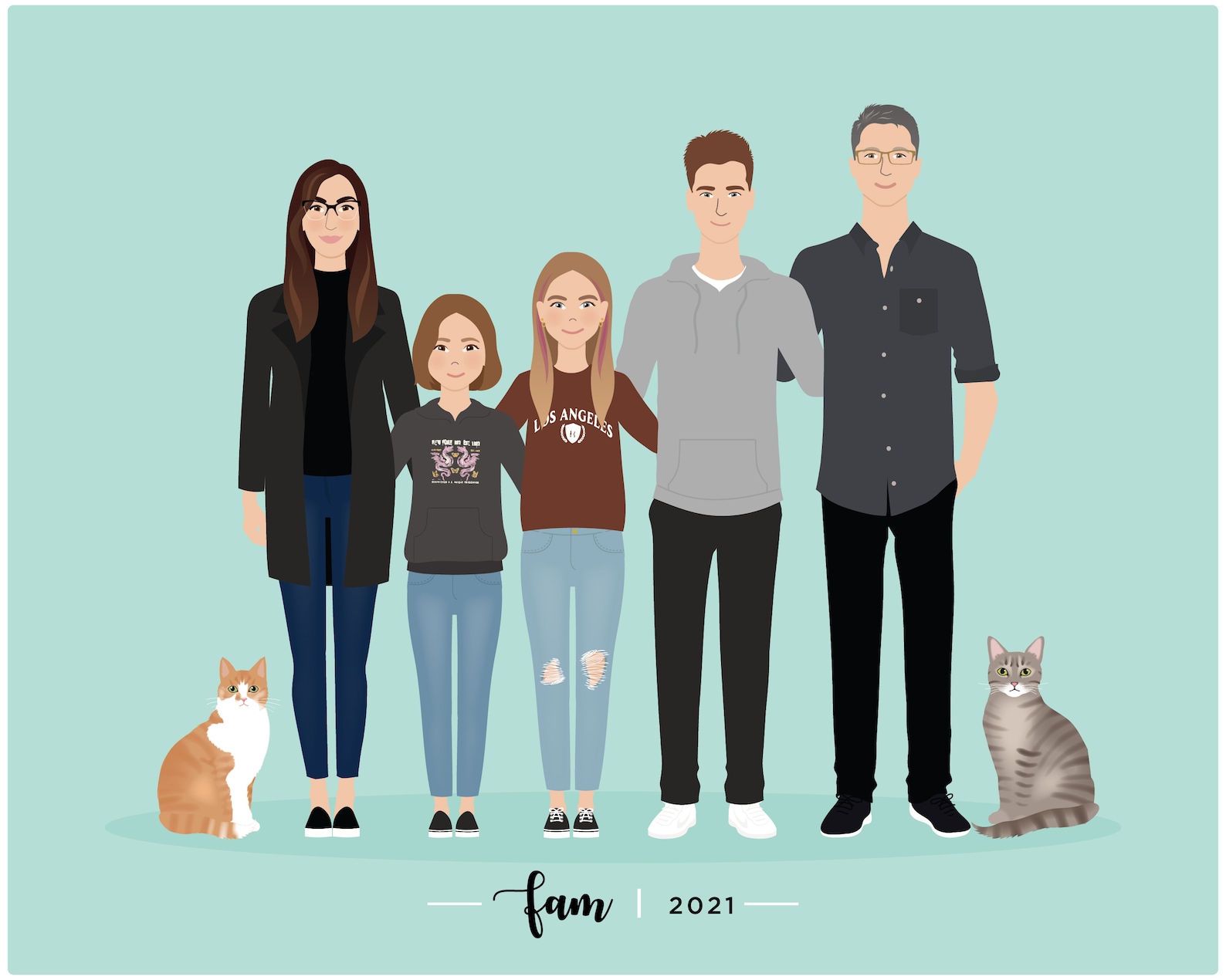 Custom Family Portrait Personalized Family Illustration - Etsy