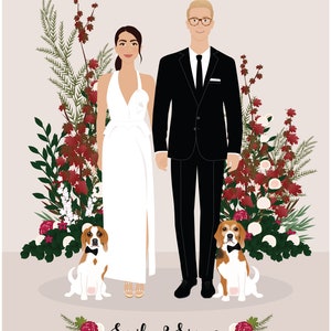 Wedding Portrait, Couple Drawing, Paper Anniversary Gift, Valentine - Etsy